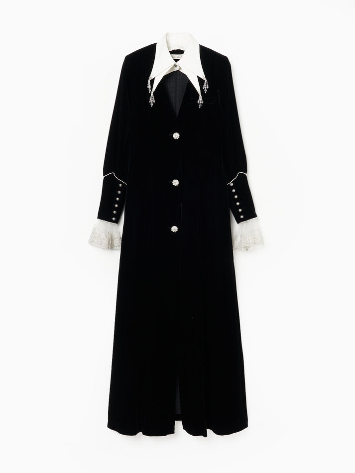 double collar velvet dress coat – tanakadaisuke