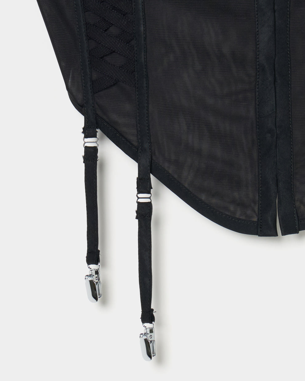 lace up garter sheer corset Black【Delivery in March 2026】 – tanakadaisuke